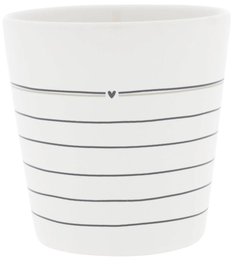 Bastion Collections Keramický latte hrnek White Stripes 300 ml, bílá barva, keramika