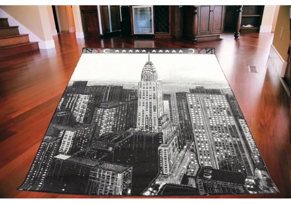 Kusový koberec PP Budova Chrysler černý, Velikosti 120x170cm