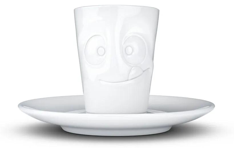 Bílý mlsný porcelánový hrneček na espresso s podšálkem 58products, objem 80 ml