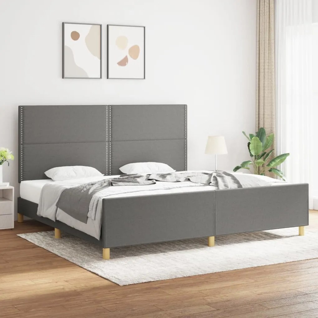 Rám postele bez matrace tmavě šedý 200 x 200 cm textil 3125001