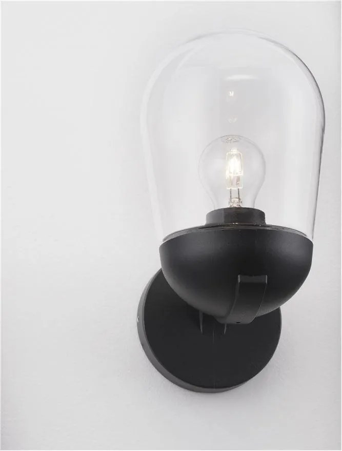 NV 9060194 Venkovní nástěnné svítidlo OMIKA tmavě šedý hliník a čiré sklo E27 1x12W 220-240V bez žárovky IP54 - NOVA LUCE