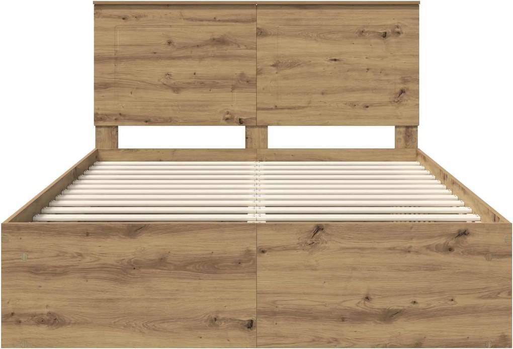 Rám postele Umělecký dub 140 x 190 cm Masivní borové dřevo 3409353