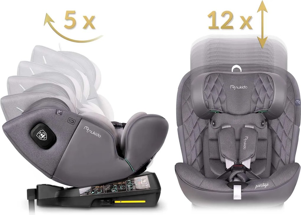 Autosedačka ISOFIX, 0-36kg, šedá | Nukido Prestige
