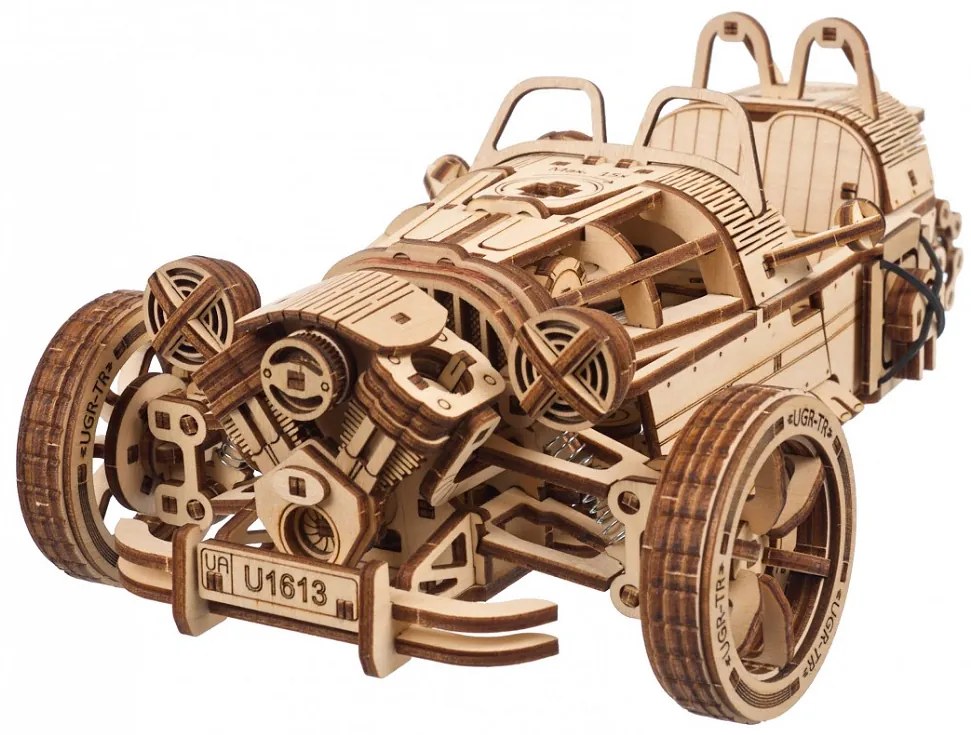 Ugears 3D dřevěné mechanické puzzle Tříkolka UGR-S