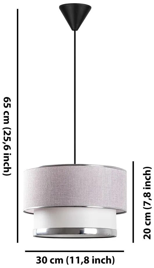 Závěsné svítidlo v šedo-stříbrné barvě s textilním stínidlem ø 30 cm Cake – Opviq lights