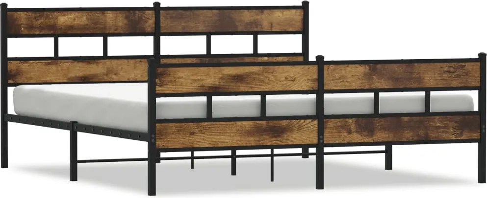 Kovový rám postele bez matrace kouřový dub 200 x 200 cm 3308469