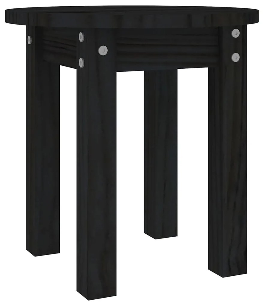 Konferenční stolek černý Ø 35 x 35 cm masivní borové dřevo - Default Title
