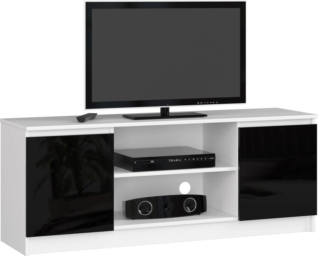 TV stolek K140 bílá/černý lesk