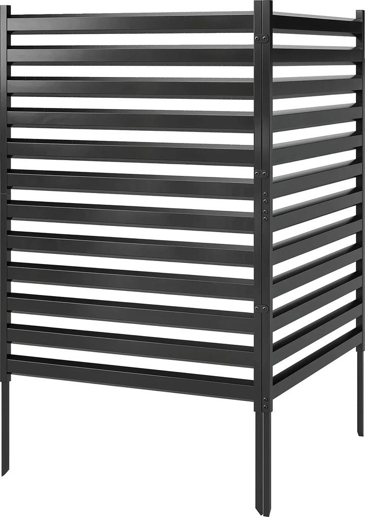 Outsunny zahradní plot 2 panely 152 × 91 cm – kovový panel pro soukromí s nosníky a krytkami, zapojovací dekorativní panely odolné proti korozi, bez k