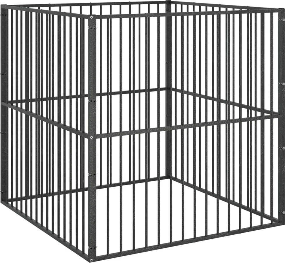 Ohrádka pro psy 4 panely černá pozinkovaná ocel 172209