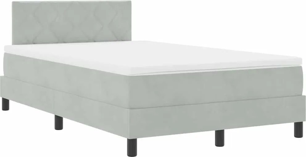 Postel s boxspringem s čelo Světle šedá 120 x 200 cm samet 3339230