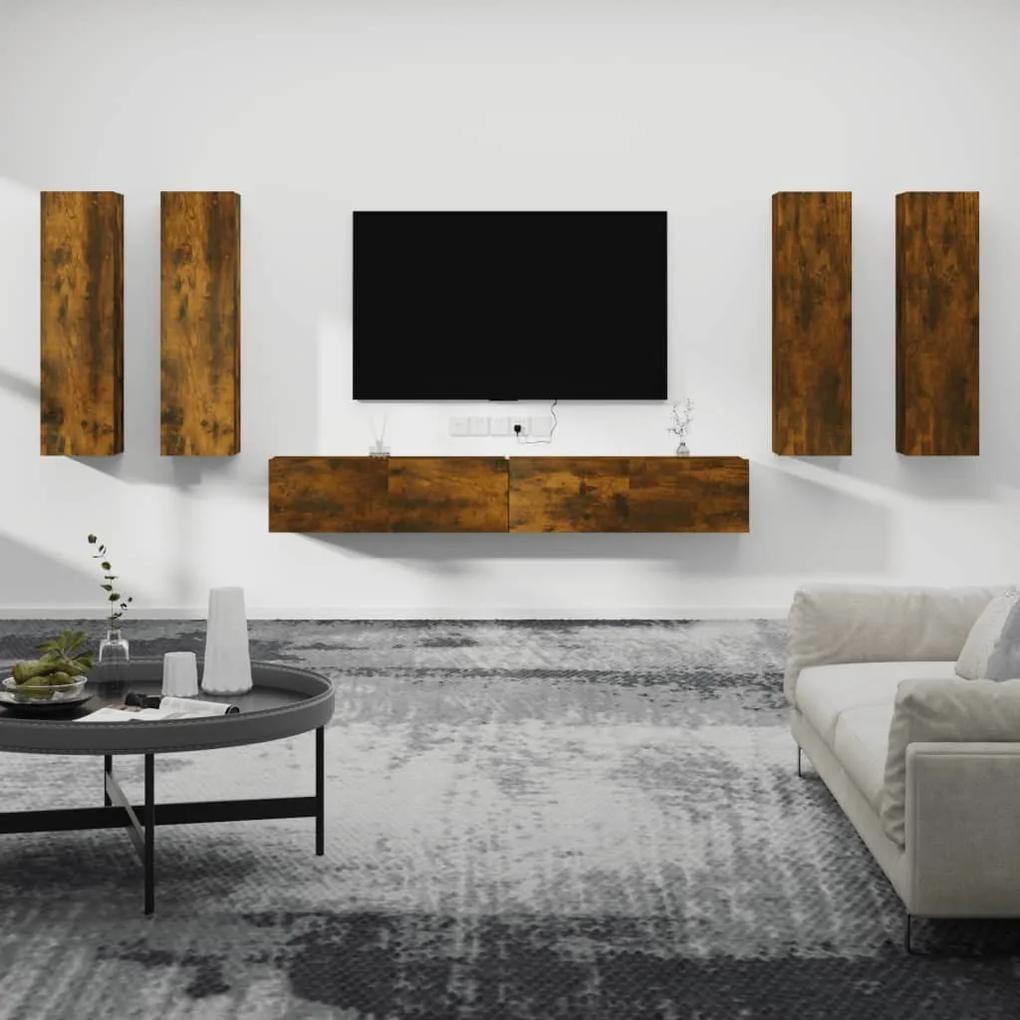 vidaXL 6dílný set TV skříněk kompozitní dřevo [3114354] Barva: Betonová šedá