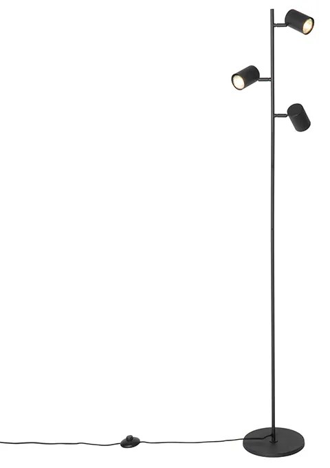 Moderní stojací lampa černá 3-světelná - Jeana