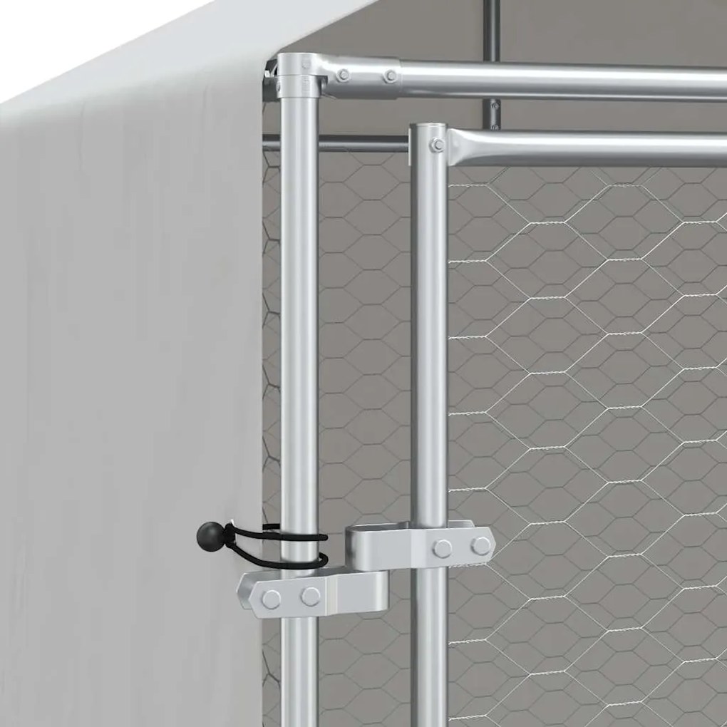 Venkovní psí kotec se střechou stříbrný 2 x 2 x 2,5 m ocel 153676