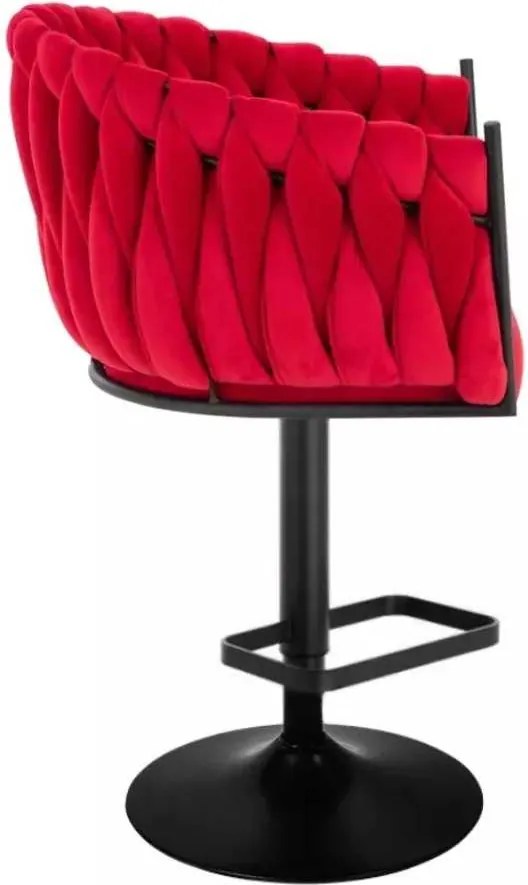 LuxuryForm DESIGN Barová židle NORDEN VELUR na černé kulaté podstavě - červená