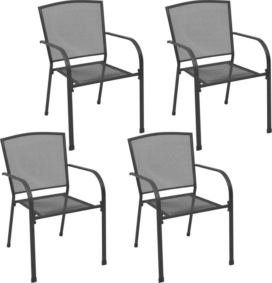 vidaXL Zahradní židle 4 ks pletivový design antracitové ocel [310154]