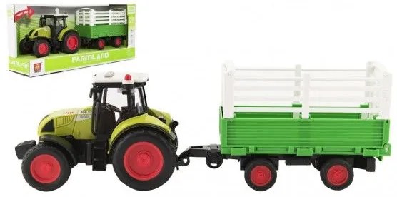 Teddies Traktor s vlekem plast 39cm na setrvačník na baterie se zvukem se světlem