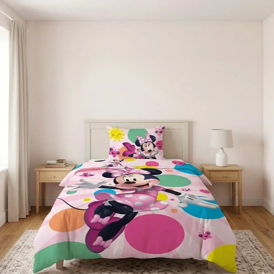 FARO Bavlněné povlečení - Minnie motýlci - 140 x 200 cm - Faro
