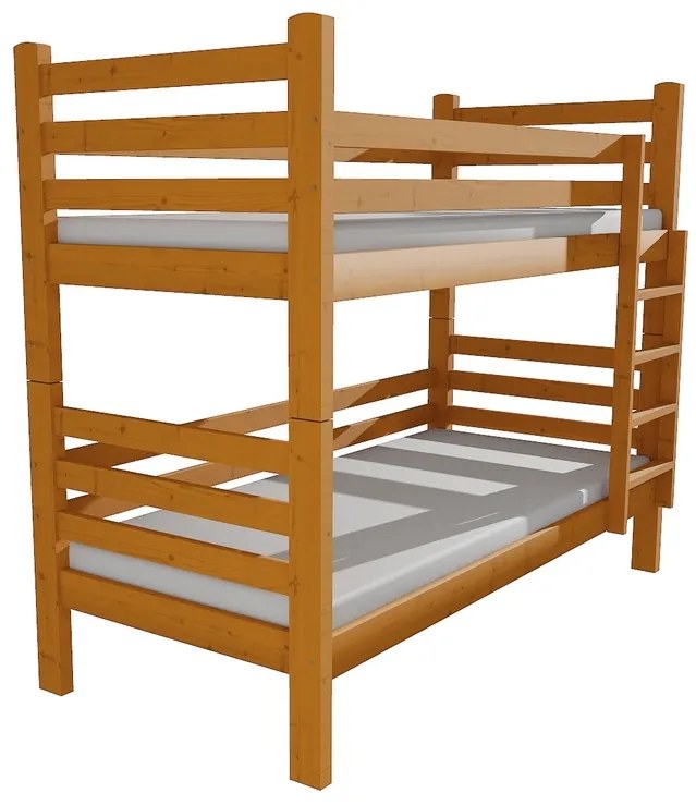 Vomaks Patrová postel M 007 NEW* 80 x 180 cm moření dub 90 cm (+10 cm vsuvky mezi lůžky a prodloužený žebřík)