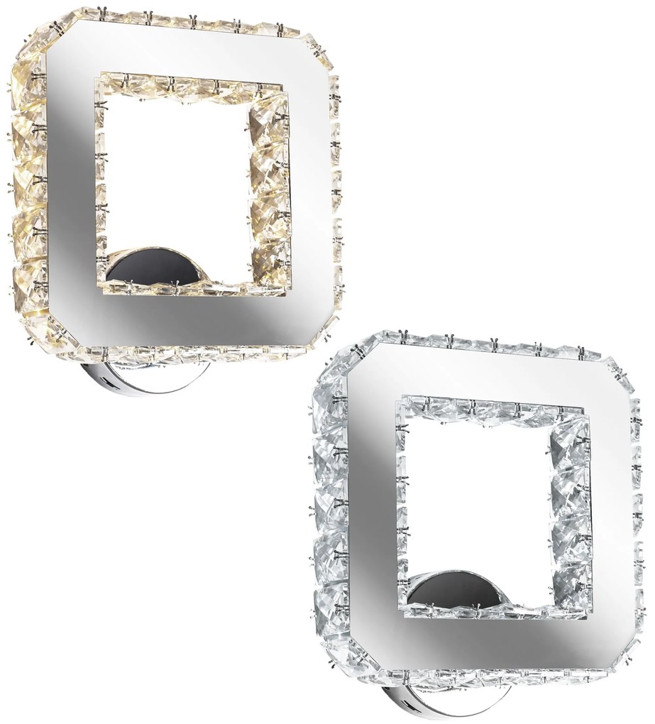 Toolight - LED křišťálové nástěnné svítidlo 10W, teplé světlo, APP415-W, chromová, OSW-65013
