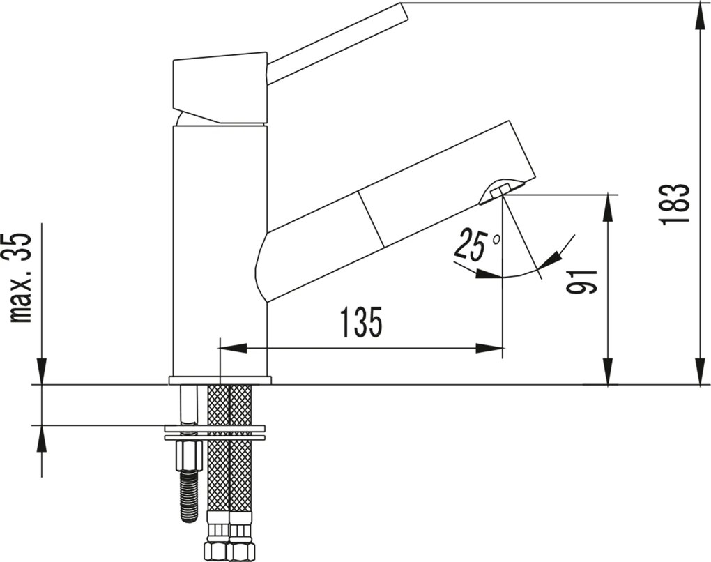 Sapho, PARIS stojánková umyvadlová baterie s výsuvnou sprškou, chrom, 1104-05