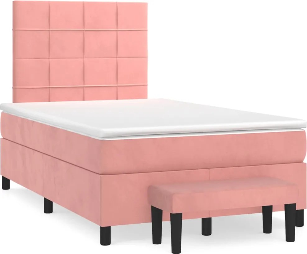 Box spring postel s matrací růžová 120 x 200 cm samet 3137838