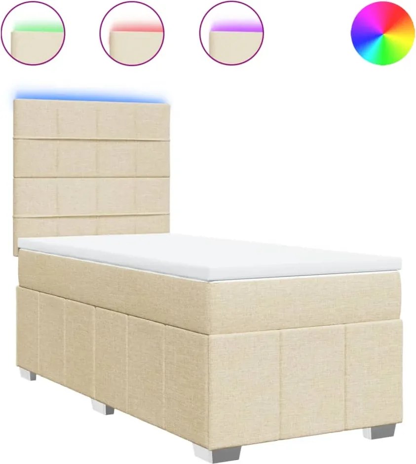 Box spring postel s matrací krémová 100 x 200 cm textil 3293884