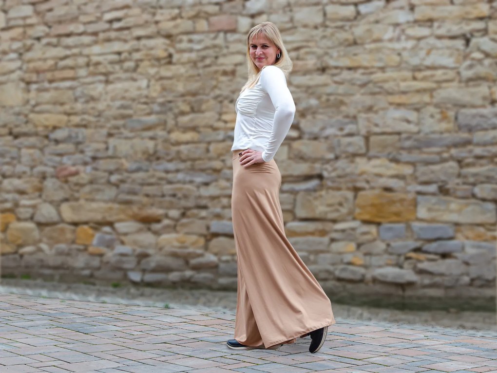 Nelly Dámské kalhoty z jemné viskózy - béžová velikost: L - XL