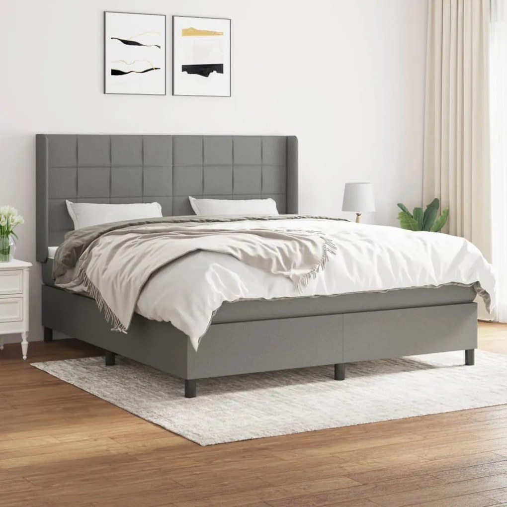 Box spring postel s matrací tmavě šedá 180x200 cm textil 3131450