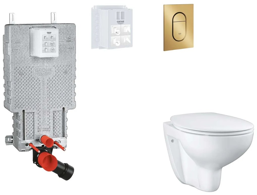 Grohe Uniset - Set předstěnové instalace, klozetu, sedátka SoftClose a tlačítka Arena Cosmopolitan S, kartáčovaný Cool Sunrise SANI15BB4104