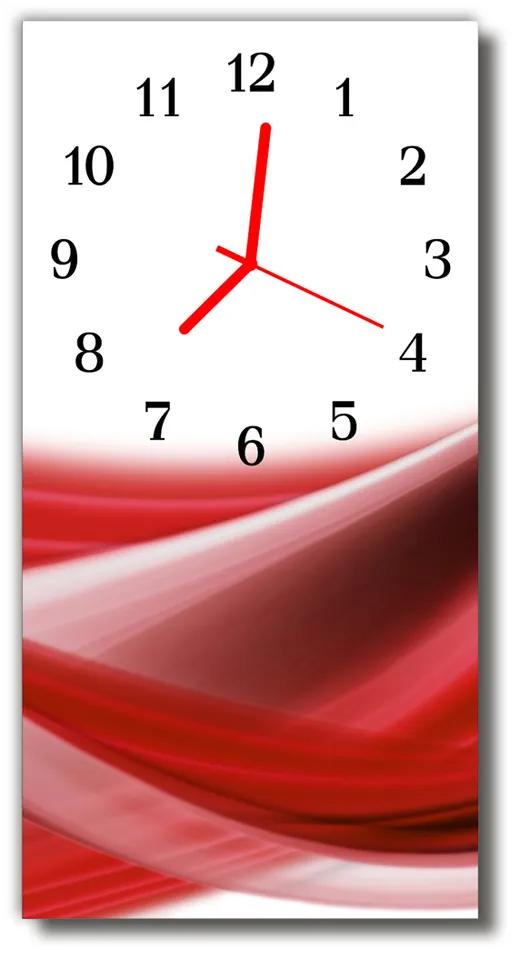 Nástěnné hodiny vertikální  Abstraktivní čáry jsou vlnky červené 30x60 cm
