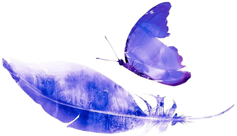 Tapeta pírko s motýlem ve fialovém provedení - 150x100 cm