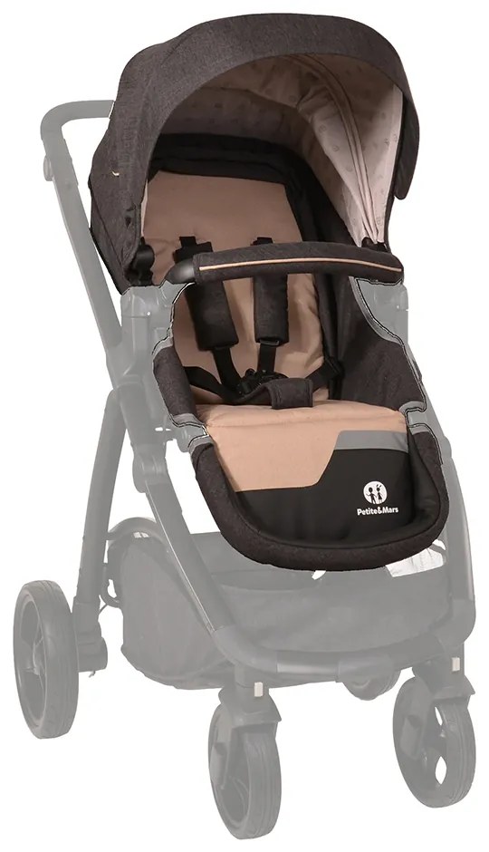 PETITE&MARS Sedačka ke kočárku Vario/ Spider - Black Melange