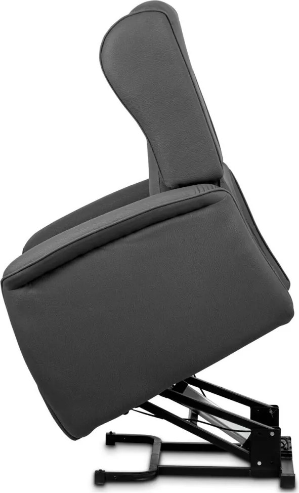 TV křeslo ušák + elektrické polohování, 2 motory, potah šedá látka Kůže