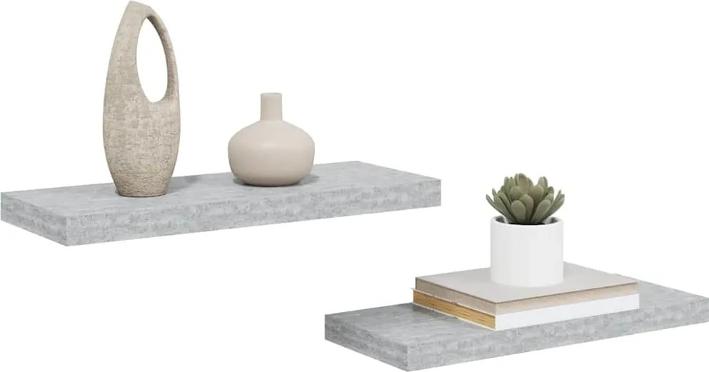 Plovoucí nástěnné police 2 ks betonově šedé 60x23,5x3,8 cm MDF 326598