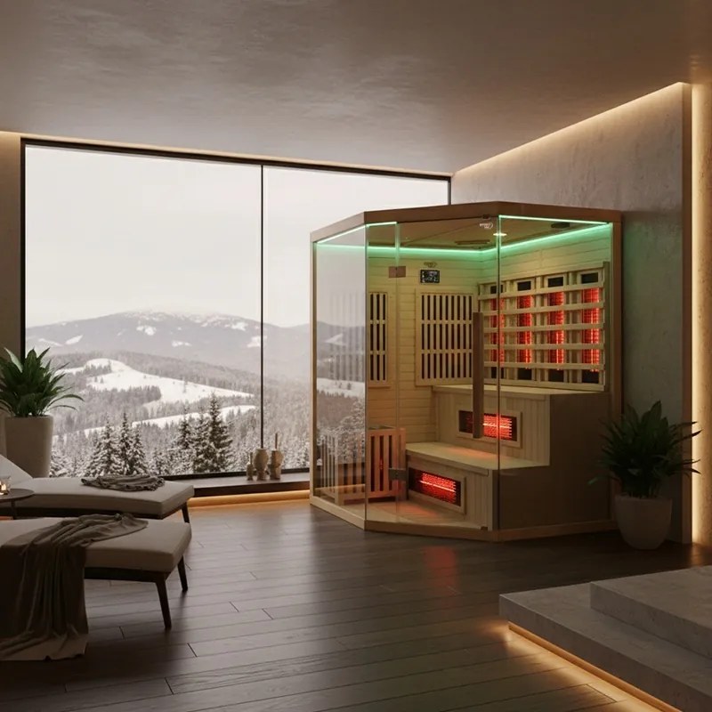 BPS-koupelny Kombinovaná sauna 2v1 - Infrasauna + finská sauna 150x150, 4-5 osob
