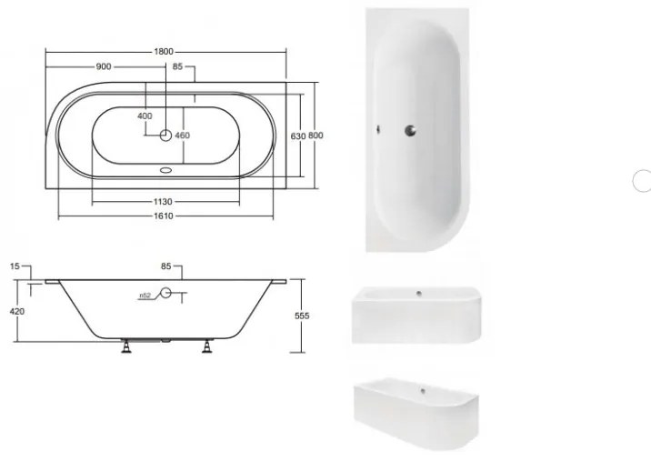 Besco Avita Slim 180x80 akrylátová vana Délka vany: 180cm, Orientace: Levá