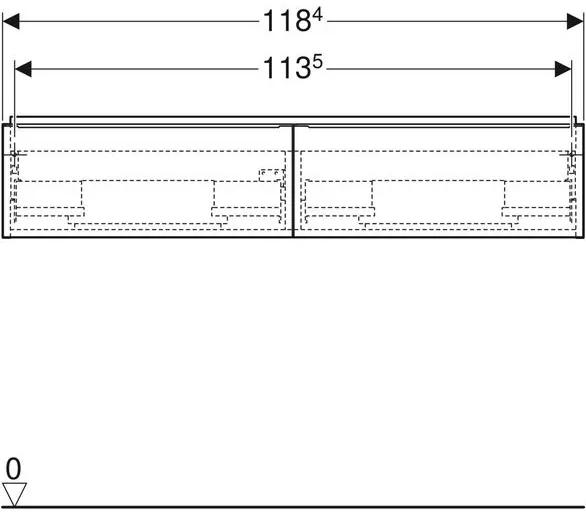 Geberit iCon Skříňka pod dvojité umyvadlo 118,4 x 47,6 cm, bílá matná 502.314.01.3