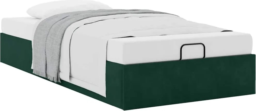 Osmanský rám postele bez matrace tmavě zelené 80x200 cm samet 3310928
