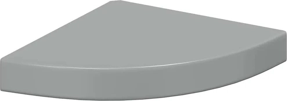 Plovoucí rohové police 2 ks šedé vysoký lesk 25x25x3,8 cm MDF 323893