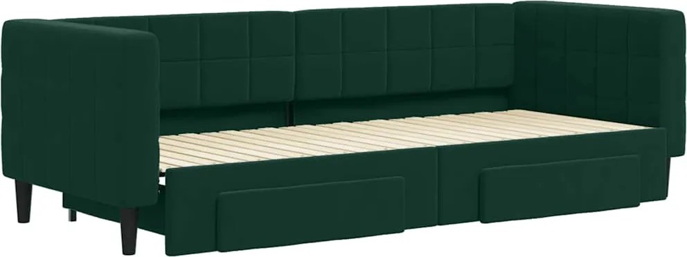 Válenda s přistýlkou a zásuvkami tmavě zelená 80 x 200 cm samet 3196734