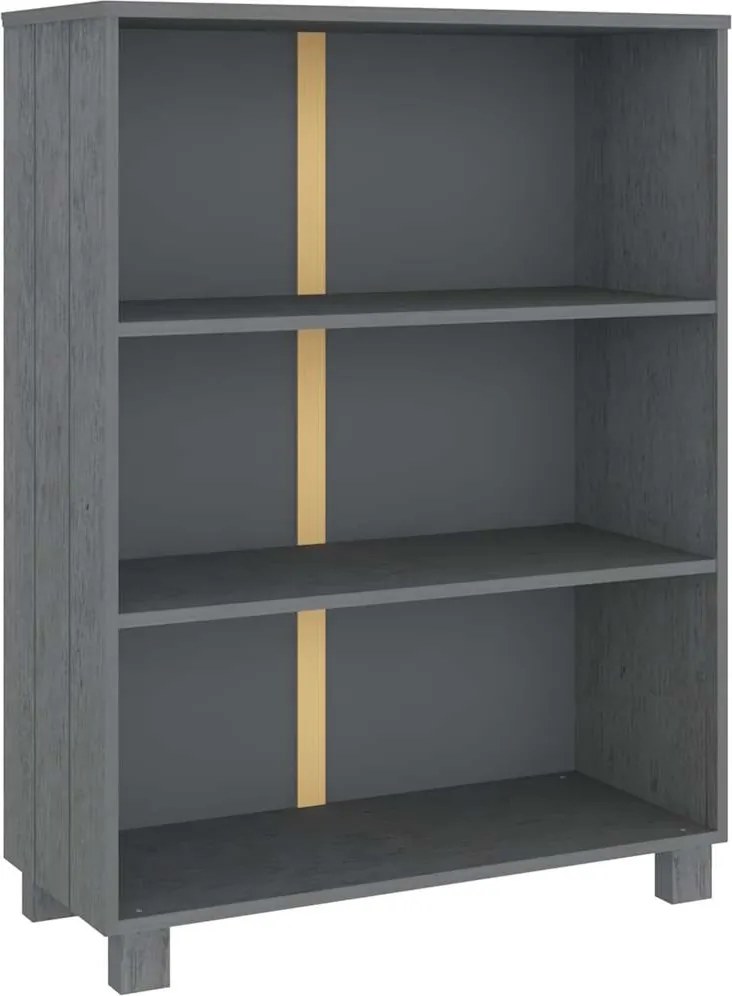 Knihovna HAMAR tmavě šedá 85 x 35 x 112 cm masivní borovice 340486