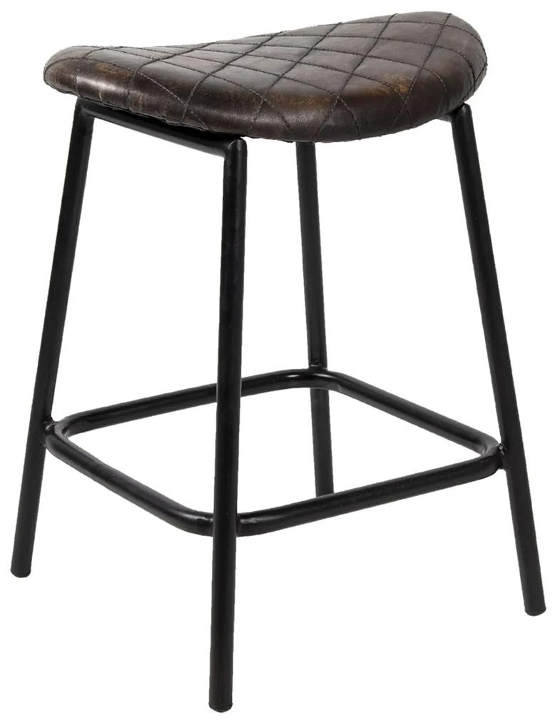 Kovová stolička s koženým sedákem Venice - 35*39*50 cm