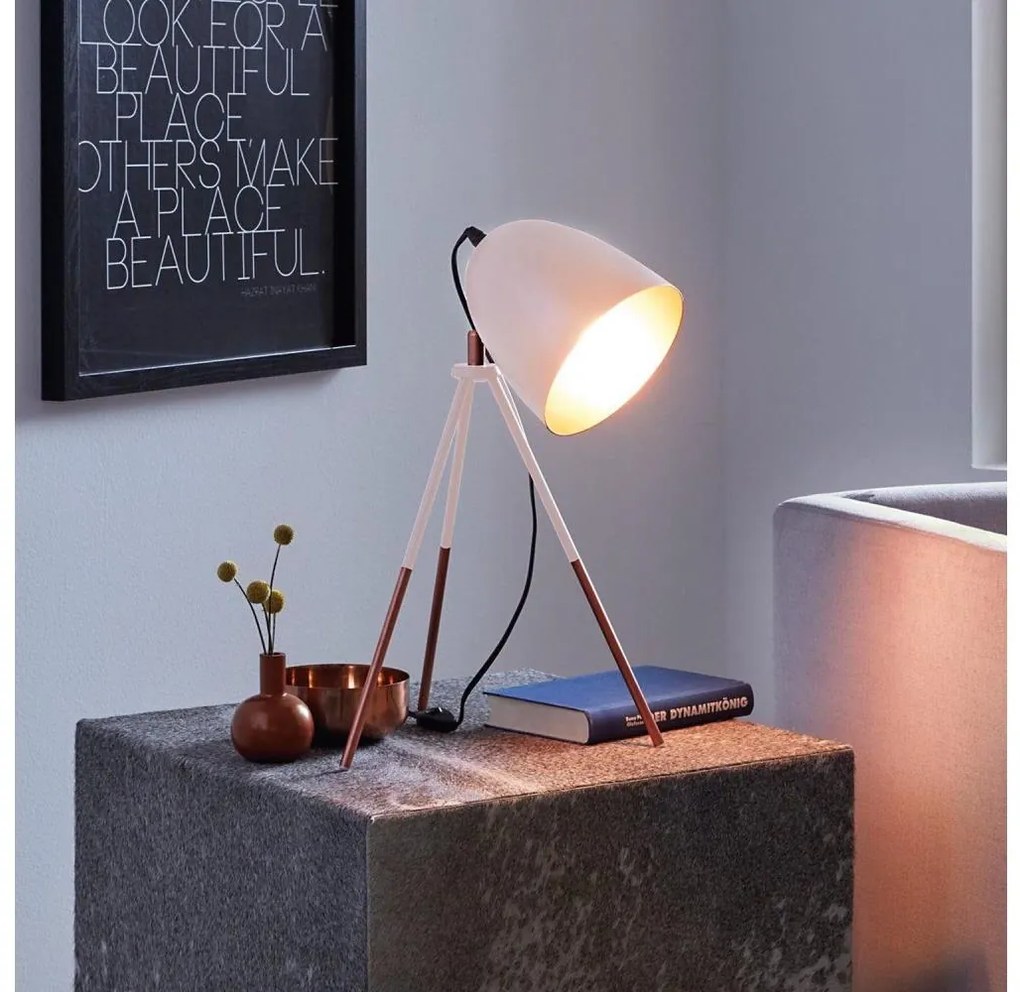 Eglo 49727 - Stolní lampa CHESTER 1xE27/60W/230V bílá/měděná Biano.cz