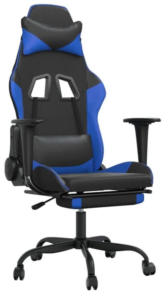 Petromila Herní židle s podnožkou černá a modrá umělá kůže