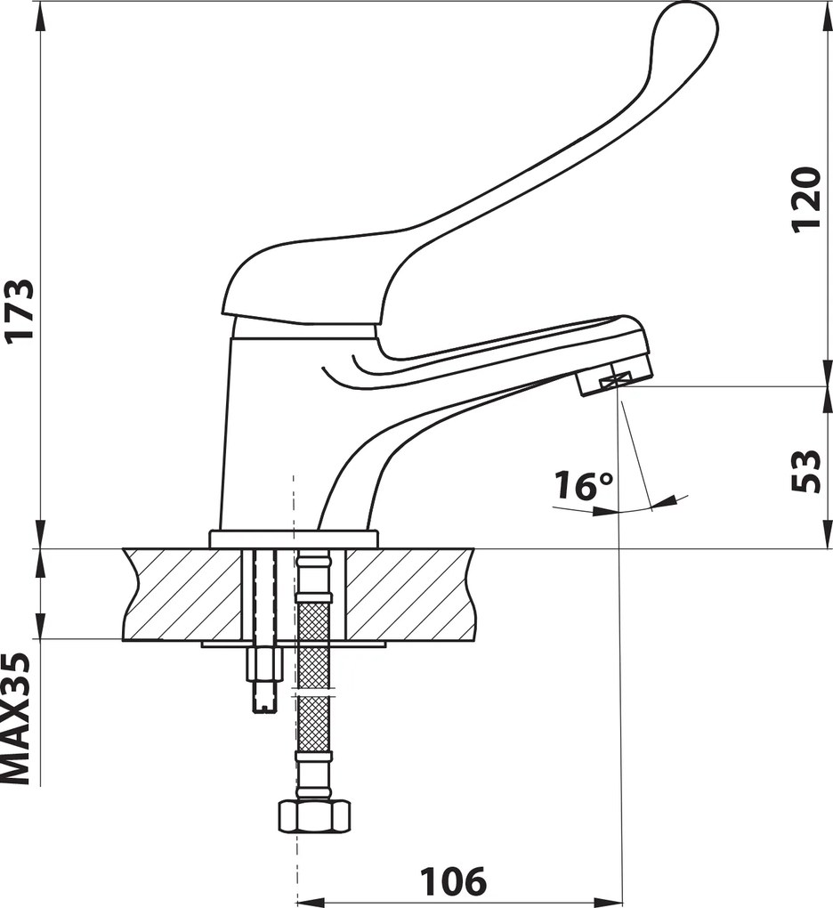 Bruckner Senior umyvadlová baterie lékařská páka chrom 424.044.1 Koupelny Bernold