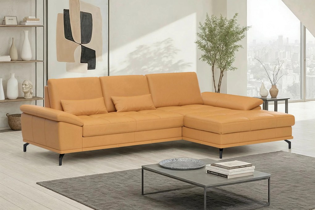 XXXLutz ROHOVÁ SEDAČKA, textil, kůže, curry žlutá Sit & More - Sedací soupravy - 000144039751