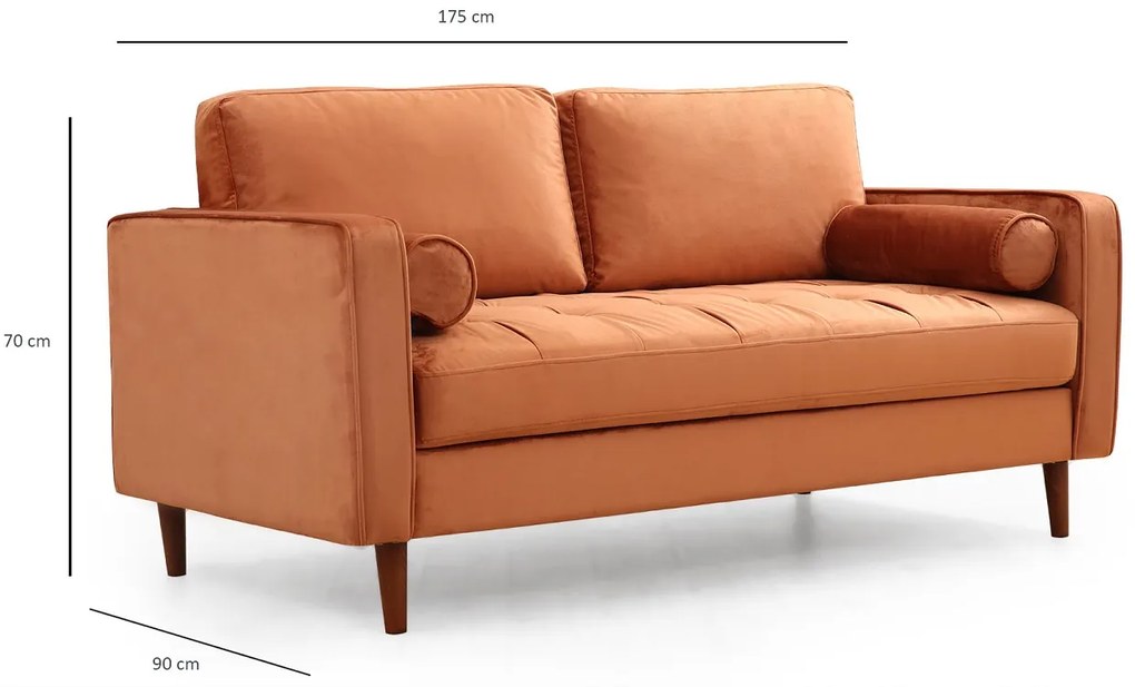 Designová sedačka Jarmaine 175 cm oranžová