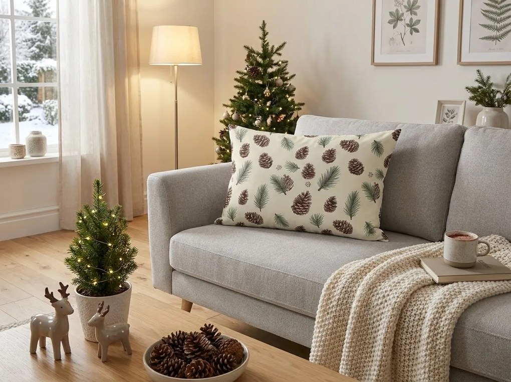 Bavlněný povlak na polštář PINE CONES 50x70 cm, barevný