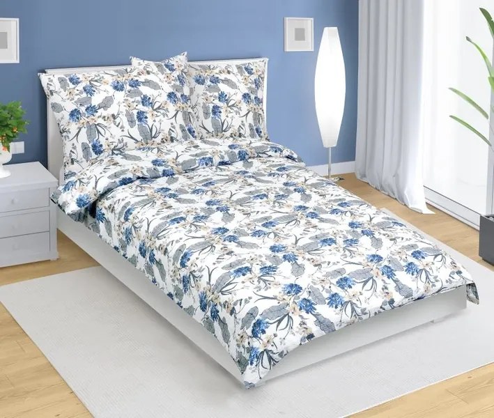Bellatex Povlečení krepové Květ modrá rozměr 140x220 cm, 70x90 cm